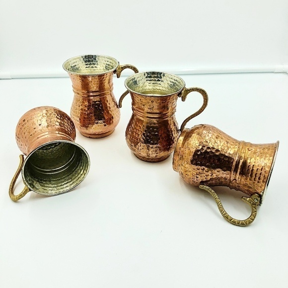 Handmade | Dining | Hand Hammered Pure Copper Mug Set Of 4 Moscow Mule ...